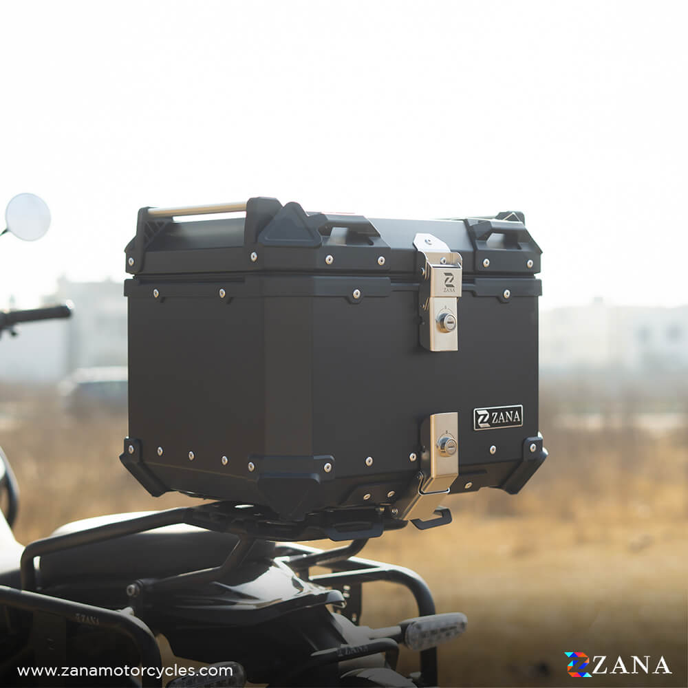 Top Box Aluminium (45ltr) L-Flat Black With Back Rest Cushion For BMW ...