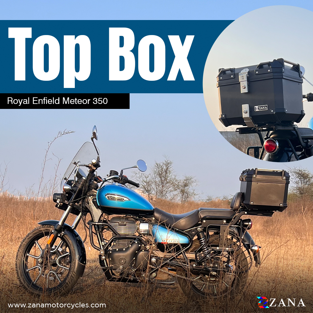 TOP BOX PLASTIC ( 45ltr ) BLACK WITH BACK REST CUSHION FOR METEOR 350