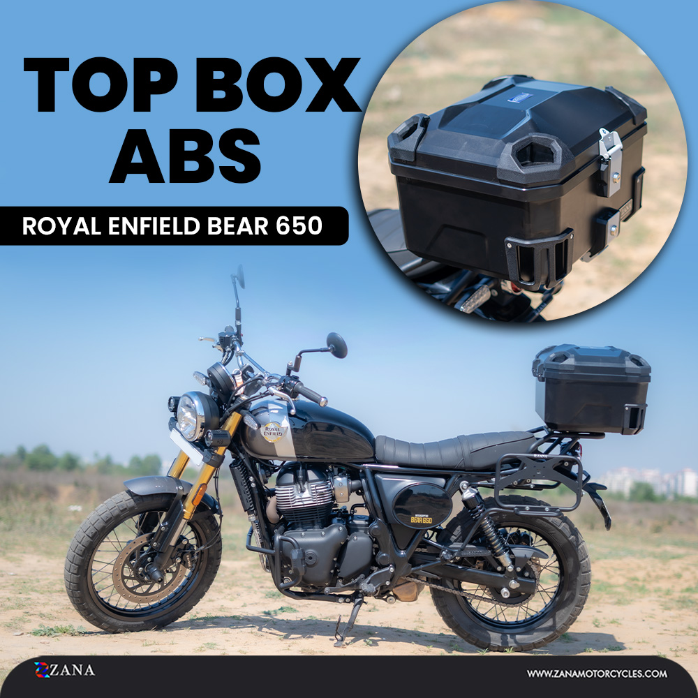 Top Box Plastic (50 Litre) R-Flat Black With Backrest For Bear 650