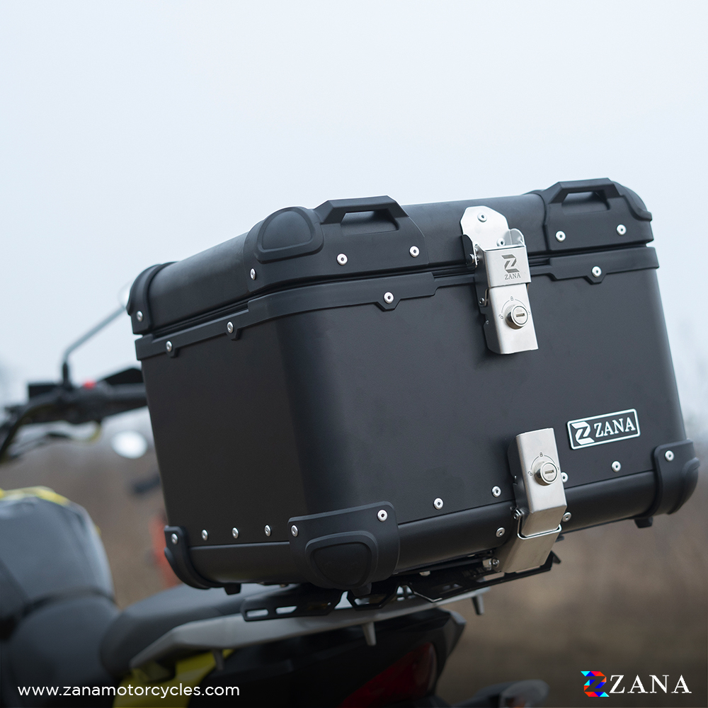 Top Box Aluminium (45Ltr) R-flat Black With Back Rest Cushion For ...