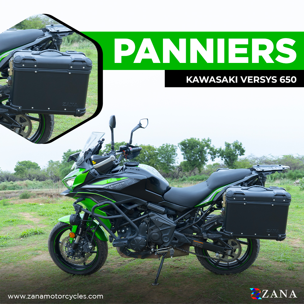 Panniers( 36 LTR ) Aluminium R-Flat Black With Frame For Kawasaki ...