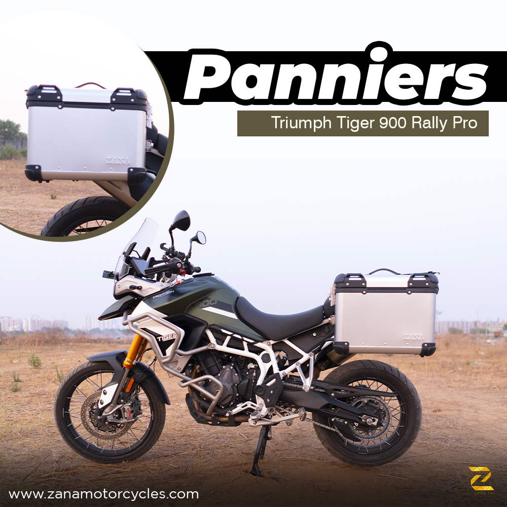 Panniers( 36 LTR )Aluminium R-Flat Silver With Frame For Triumph Tiger ...